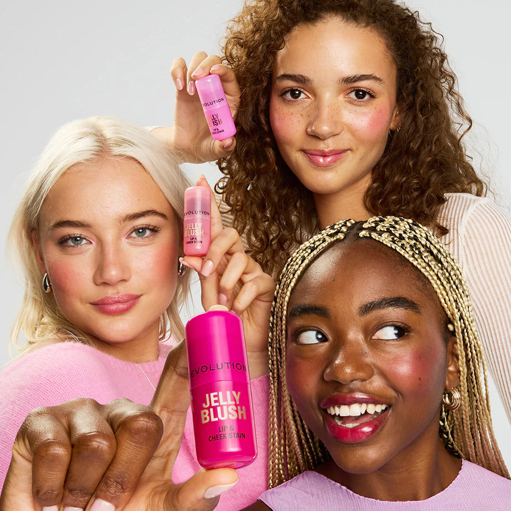 Revolution Jelly Blush Stick Lip and Cheek Stain Cherry Red 4pc Set ...